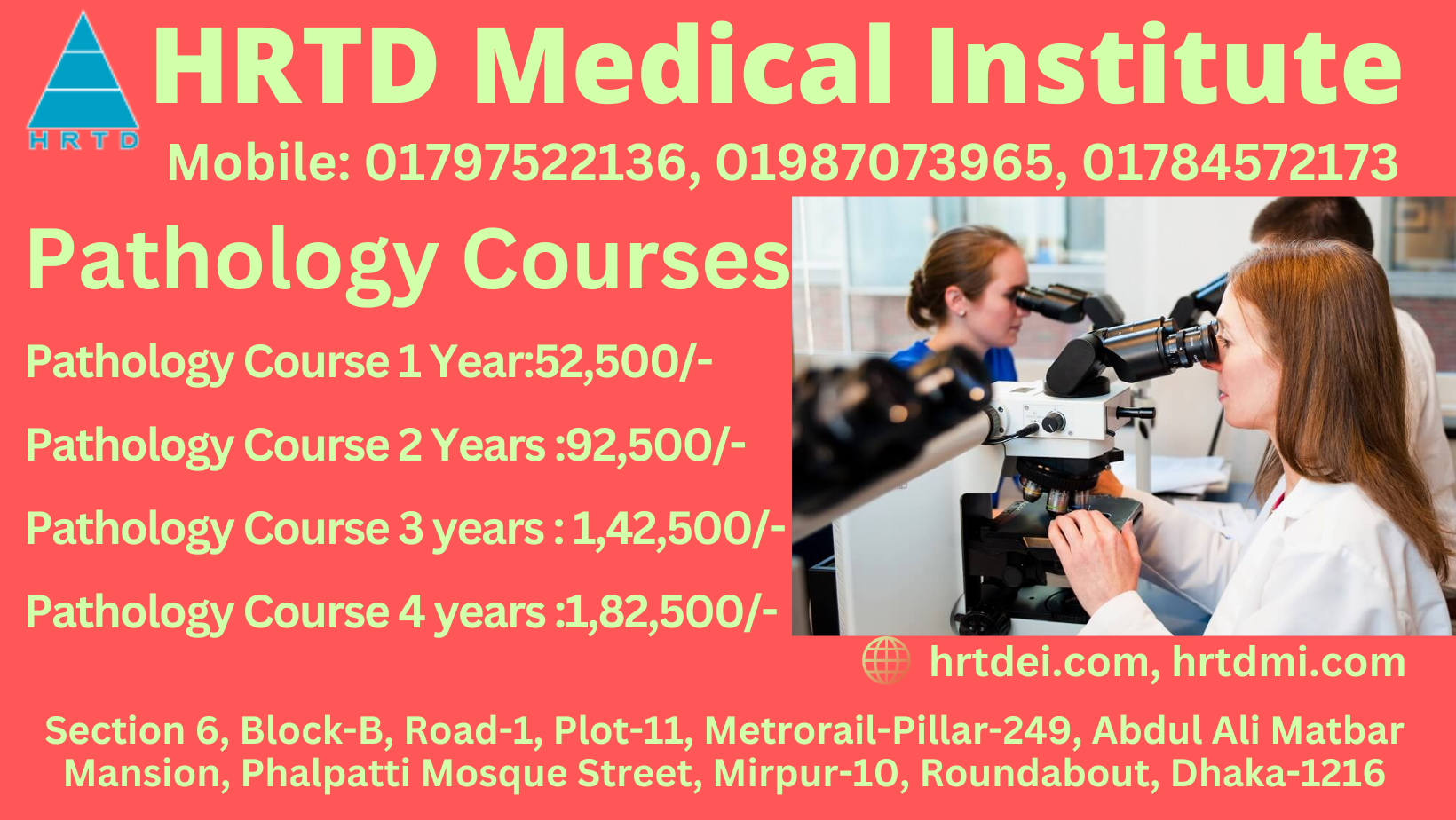 Diploma In Pathology Short And Long Courses 1 Year, 2, 3 and 4 Years