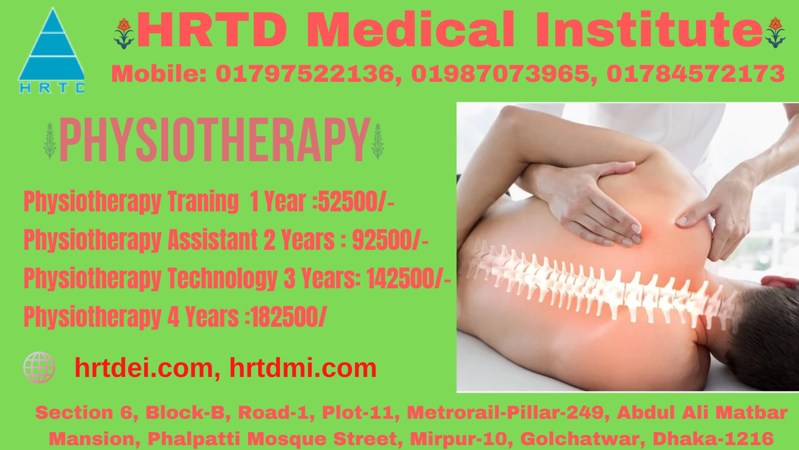 Physiotherapy Short and Long Course in Dhaka. M 01987-073965 Physiotherapy Short and Long Course in Dhaka. M 01987-073965